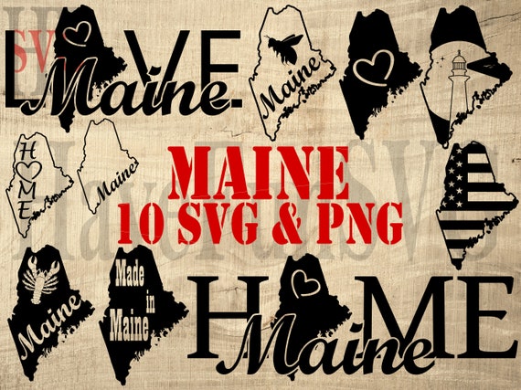 Maine State USA 10 SVG PNG Bundle Instant Download Digital - Etsy