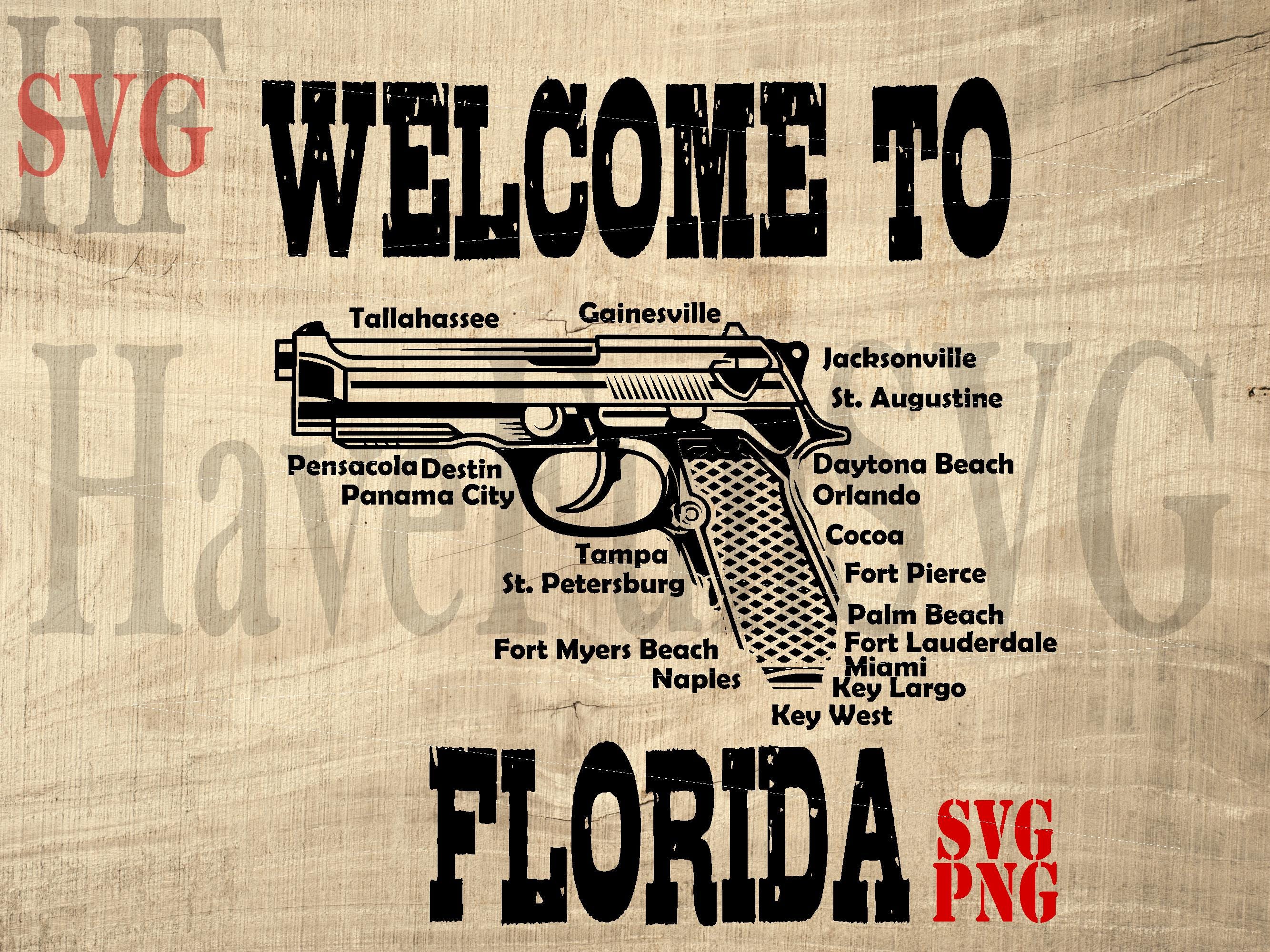 Shirt Design Gift Florida Gun Guns Map Maps SVG PNG Digital Download ...