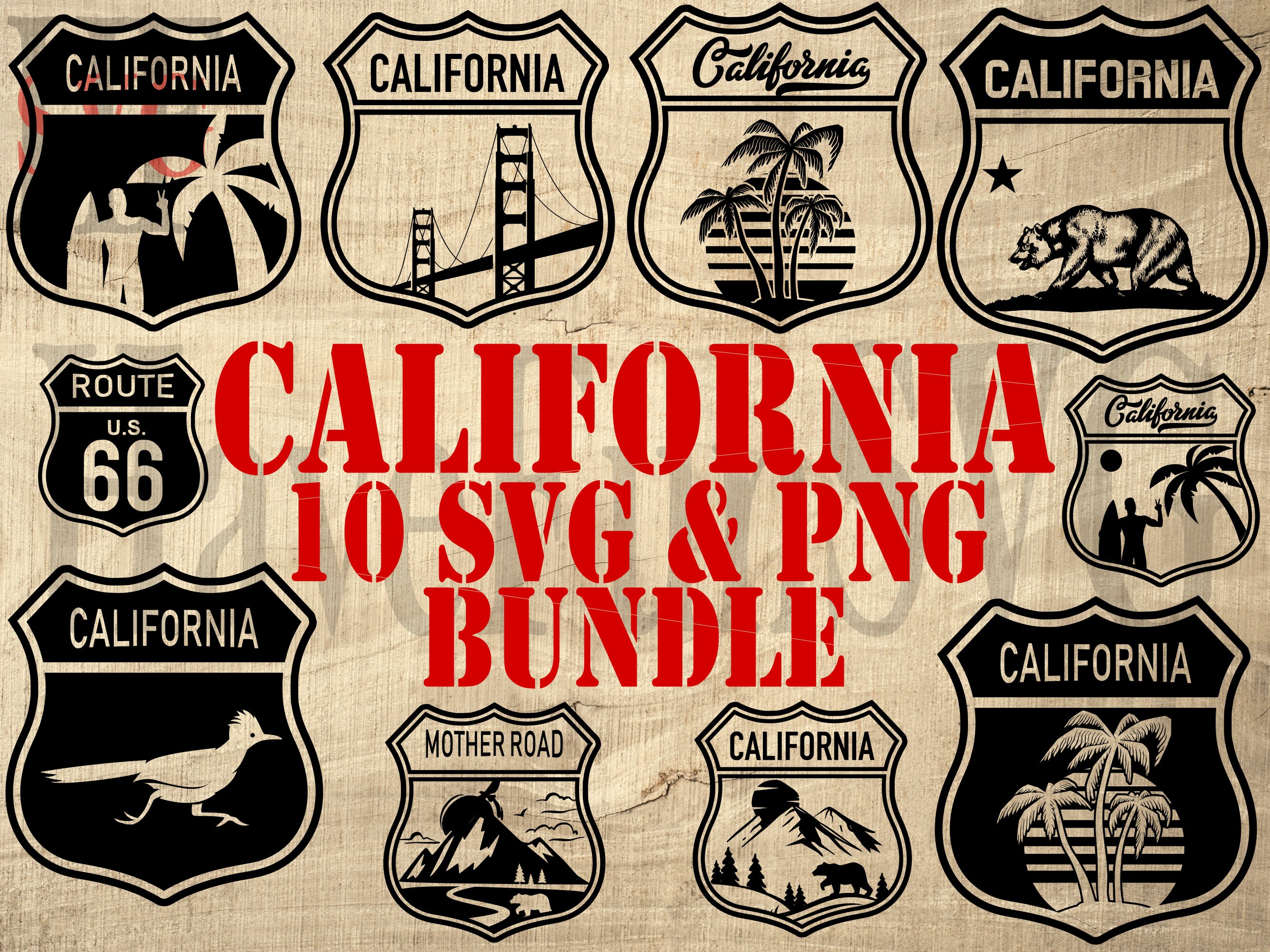 California State Route Road 66 Style Clipart Logo Svg Png Digital ...
