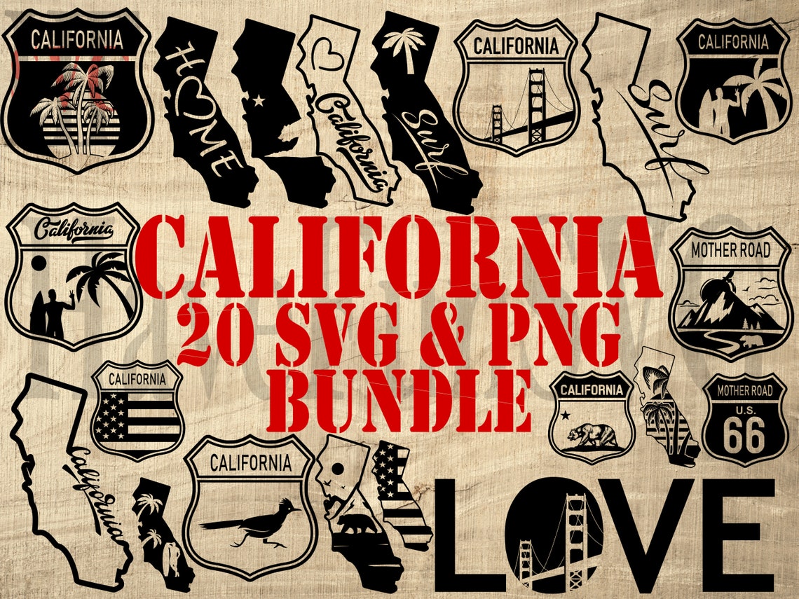 California 20 Svg Png Instant Download Files Bundle Cricut - Etsy