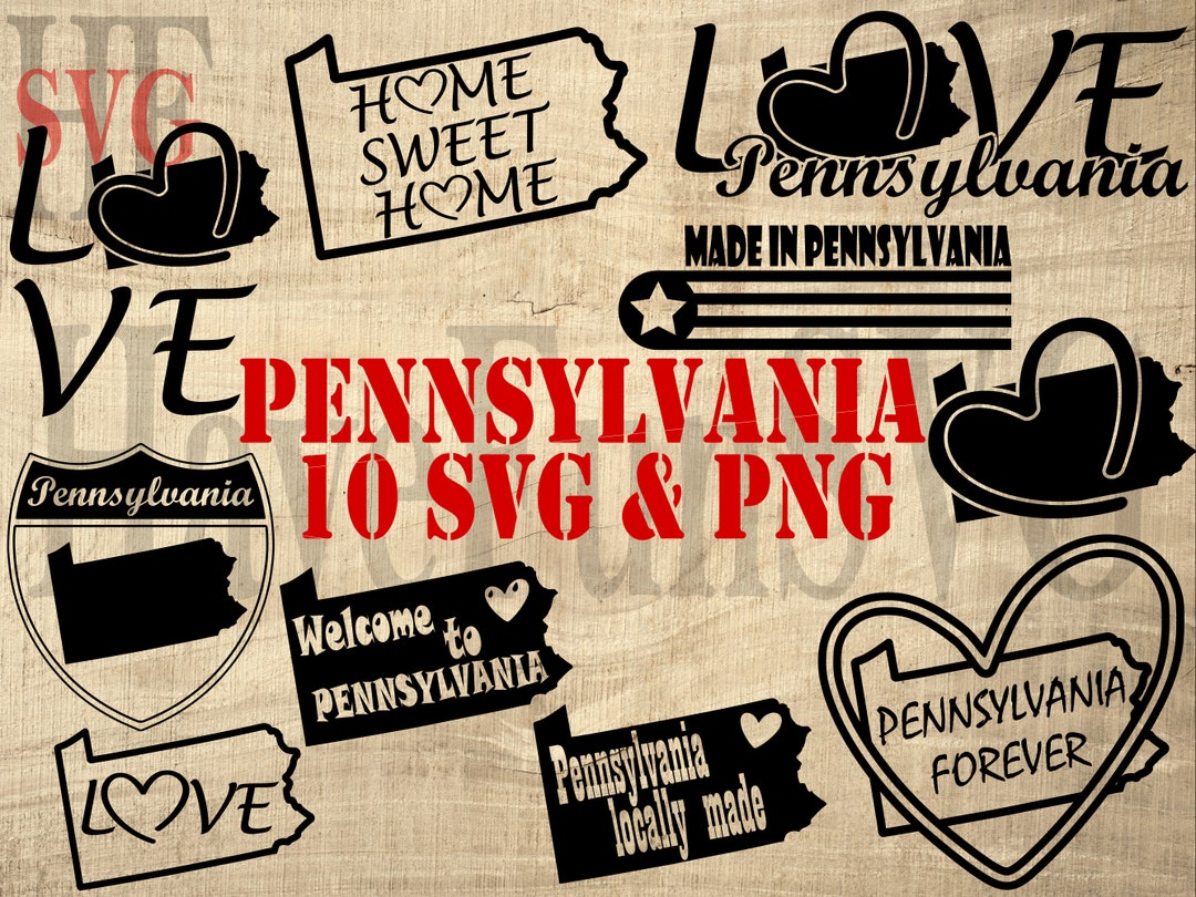 Pennsylvania State Digital Design 10 SVG PNG Vector Files Bundle ...