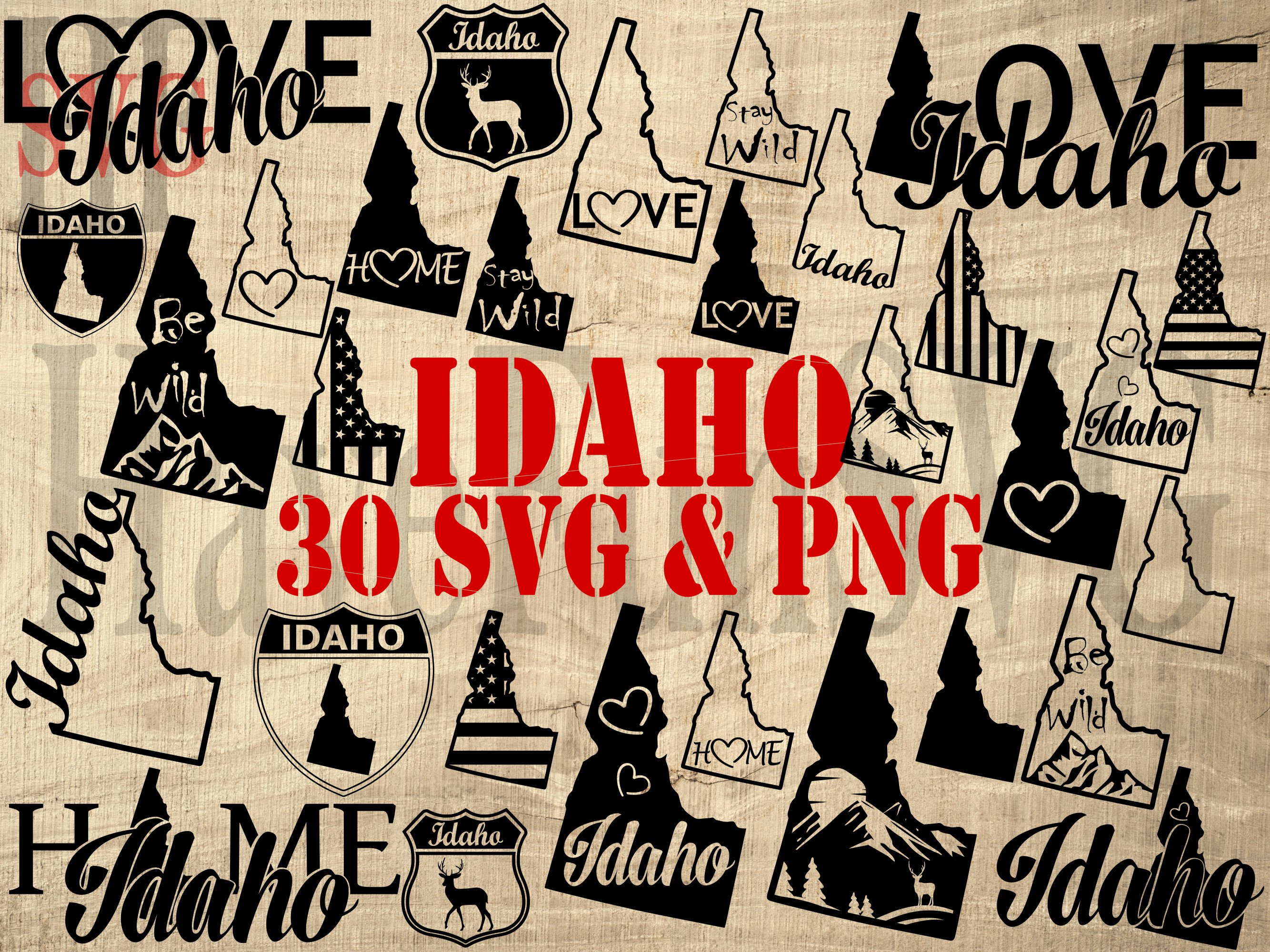 Idaho State SVG PNG Files Bundle: 30 Shirts Designs (digital Download ...
