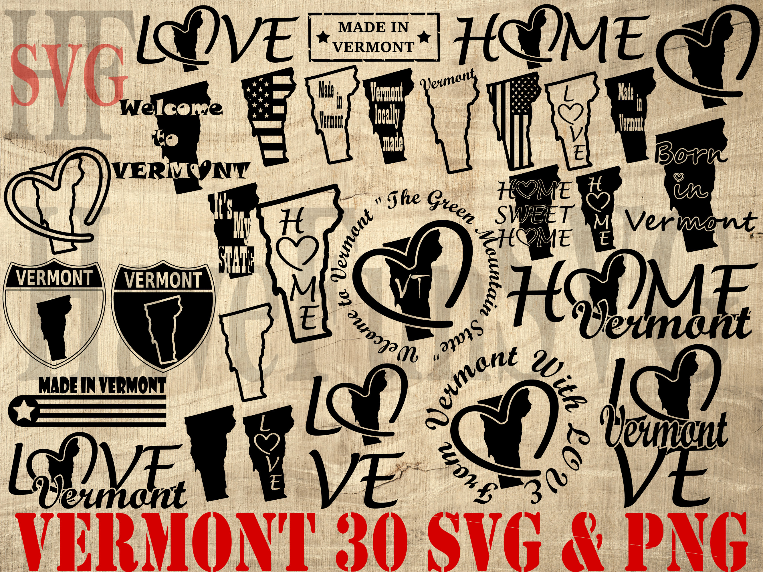 Vermont State Digital Design Bundle 30 Vector SVG PNG Files - Etsy