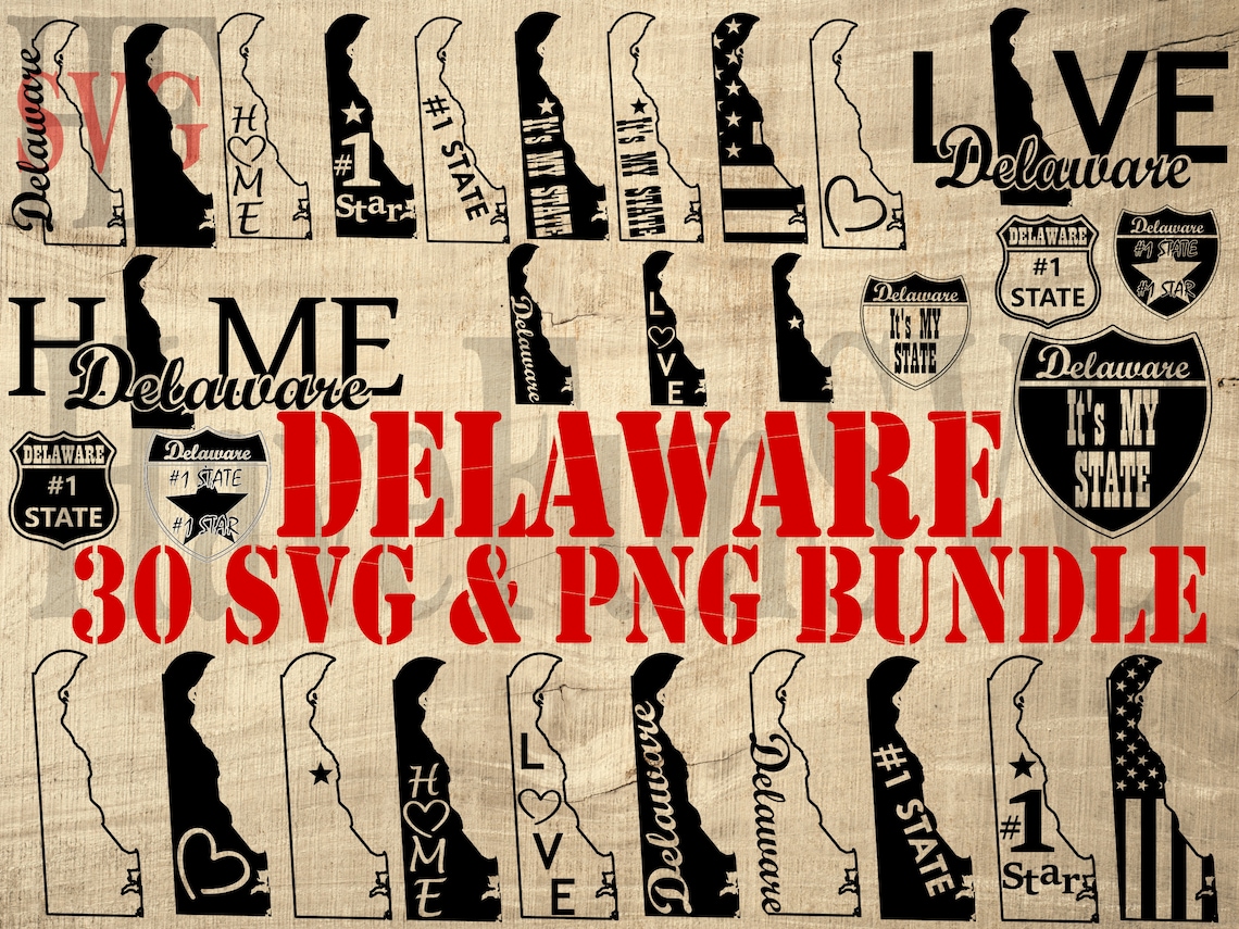 Delaware State 30 SVG PNG Files Bundle Cut Cutting Machine - Etsy