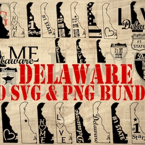 Delaware State 30 SVG PNG Files Bundle Cut Cutting Machine Cricut Laser ...
