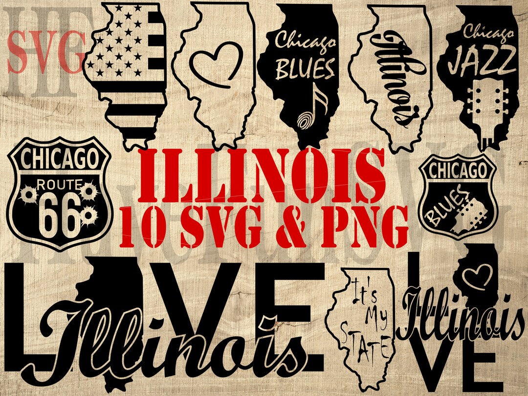 Illinois State USA 10 SVG PNG Instant Download Files Bundle Cricut ...