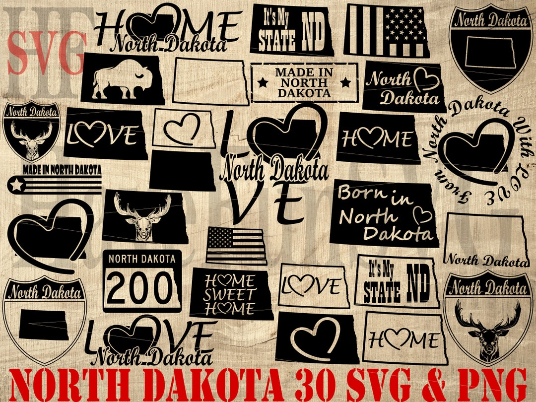 North Dakota Designs Bundle: ND State SVG PNG Shirt Designs Clipart ...