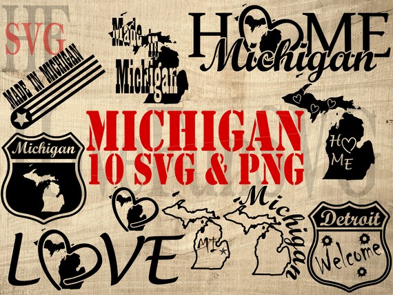 Michigan 10 SVG PNG Instant Download Files Bundle Cutting - Etsy