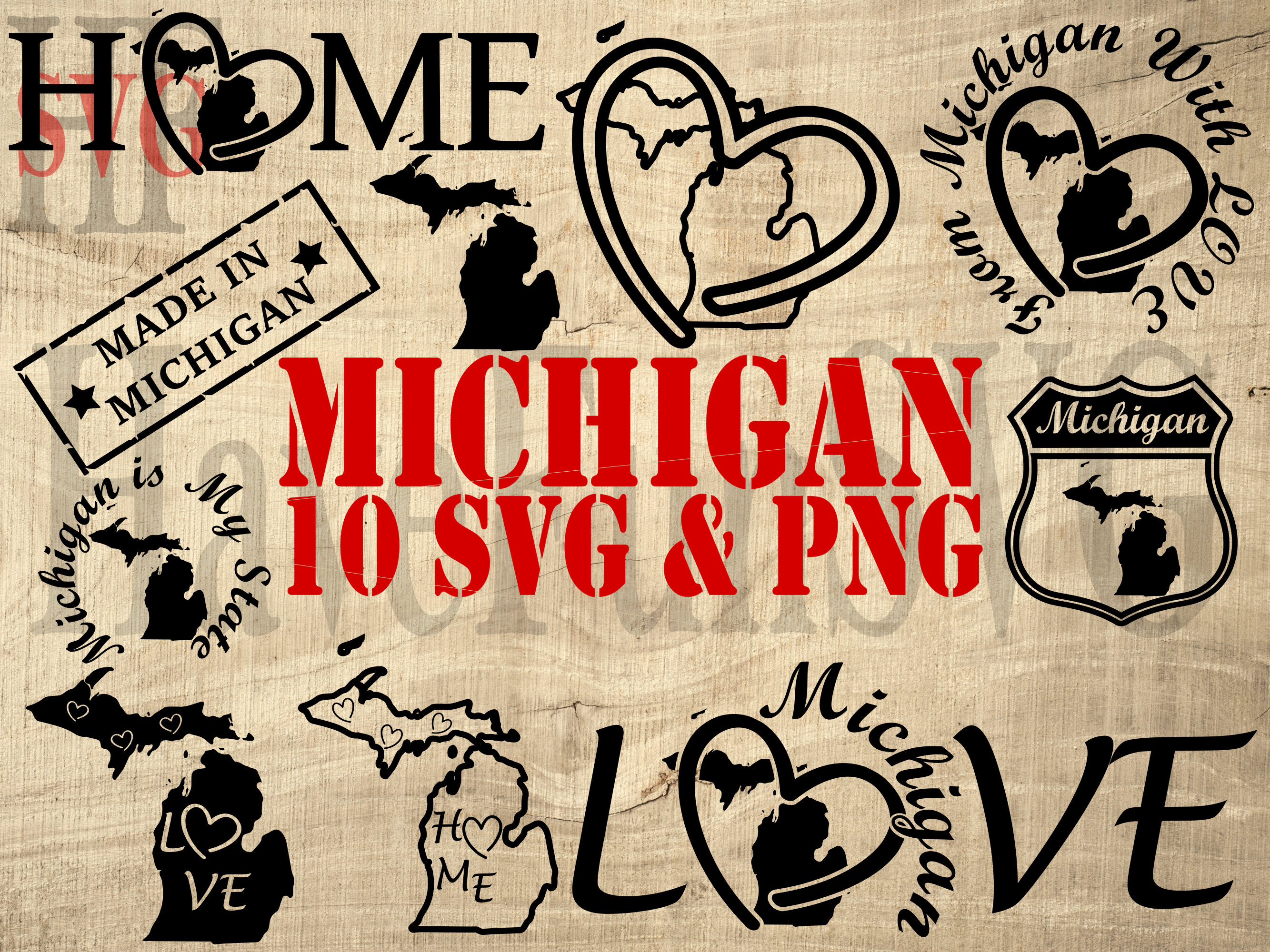 Michigan Home State 10 SVG PNG Instant Download Files Bundle - Etsy