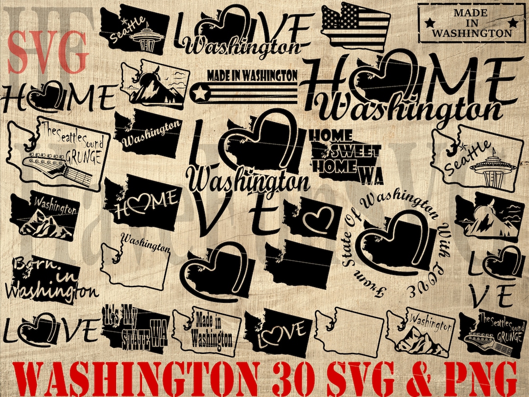 Digital Design State of Washington Instant Download 30 SVG PNG Files ...