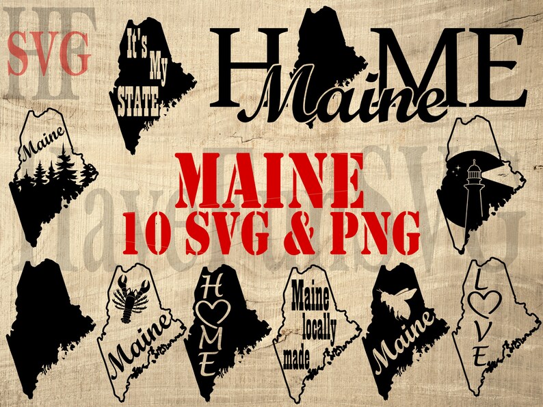 Maine 10 SVG PNG State USA Bundle Instant Download Digital Files ...