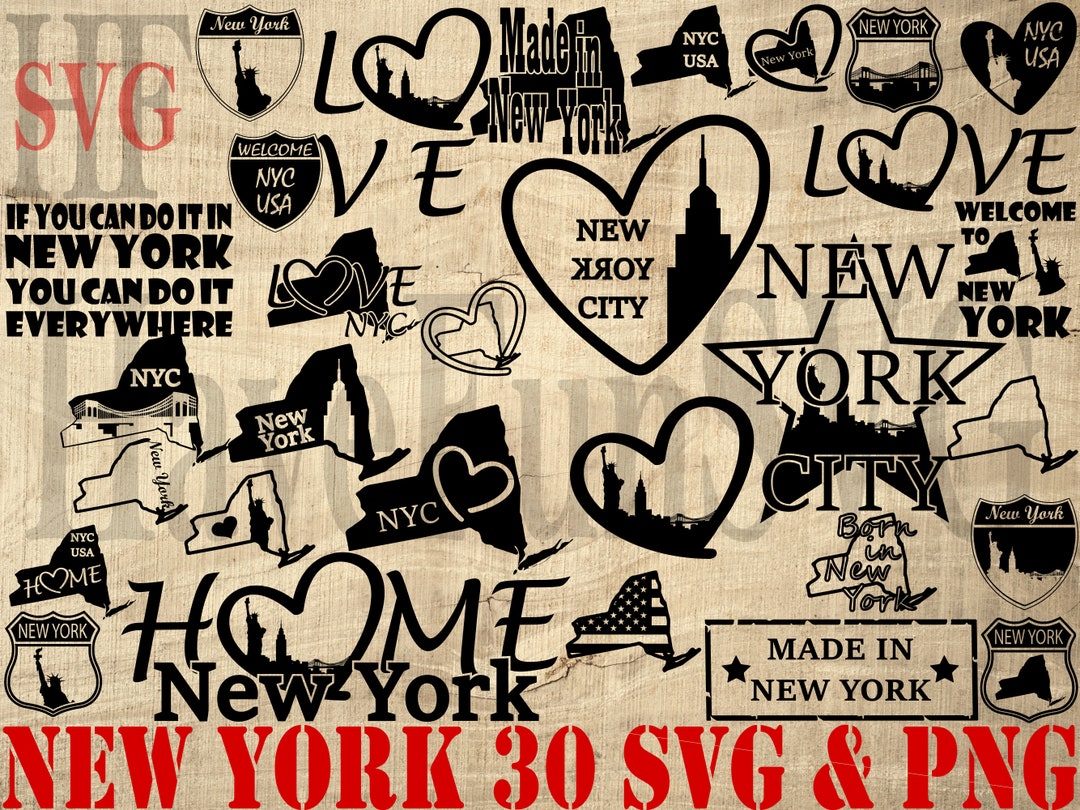 Shirt New York City State Design Gift 30 Svg Png Files Bundle Map ...