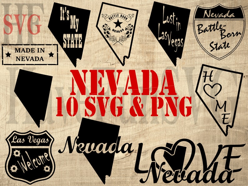 Nevada SVG PNG 10 Instant Digital Download Files Bundle Las - Etsy