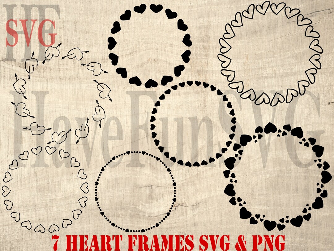 Heart Circle Frames SVG PNG Digital Instant Download Files Bundle Print ...