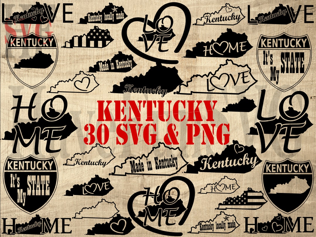Kentucky State SVG PNG Files Bundle: 30 Clipart T-shirt Design (digital ...