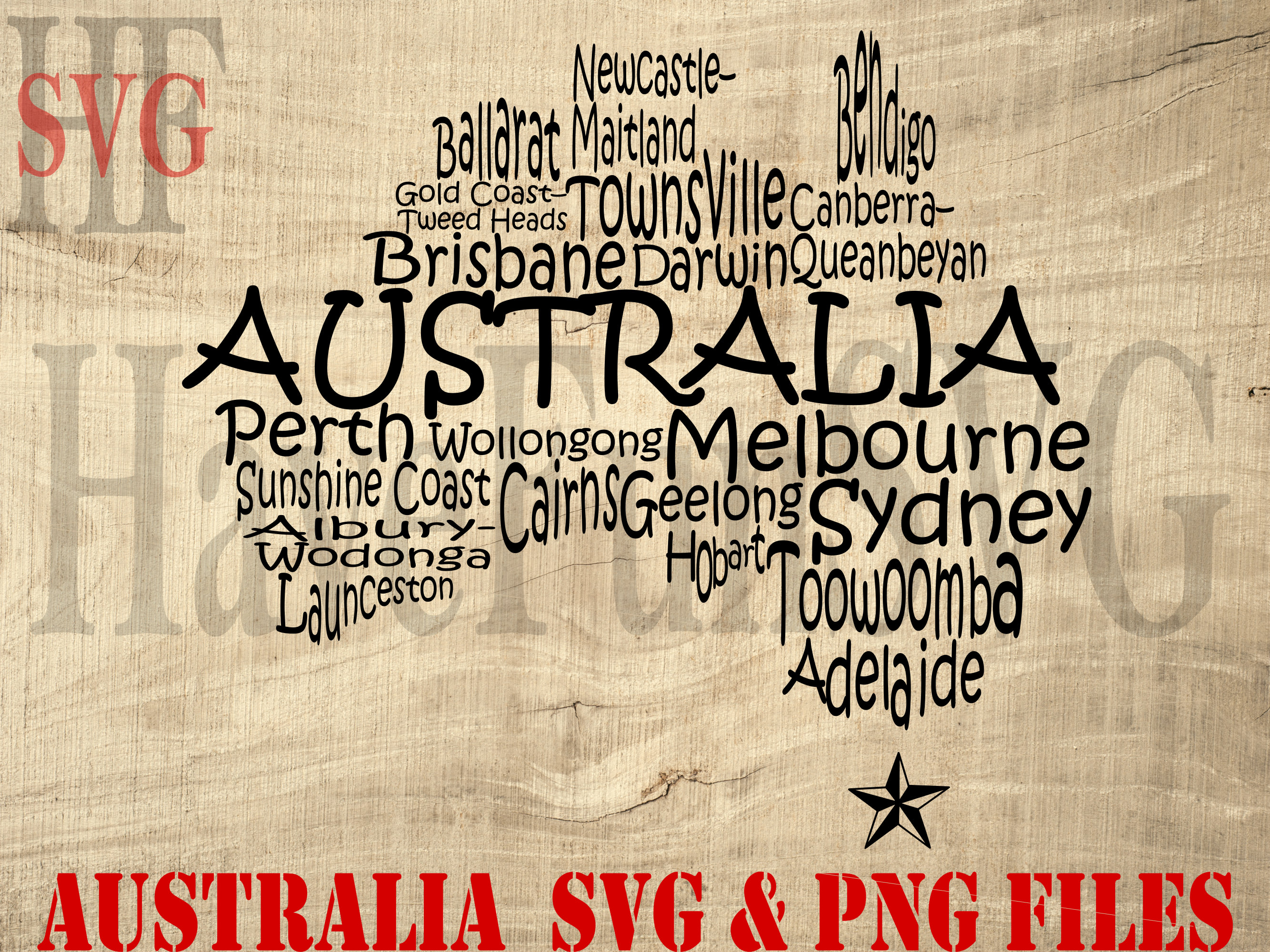 Australia Map SVG: Cities & States, Shirt Design Clipart (digital ...