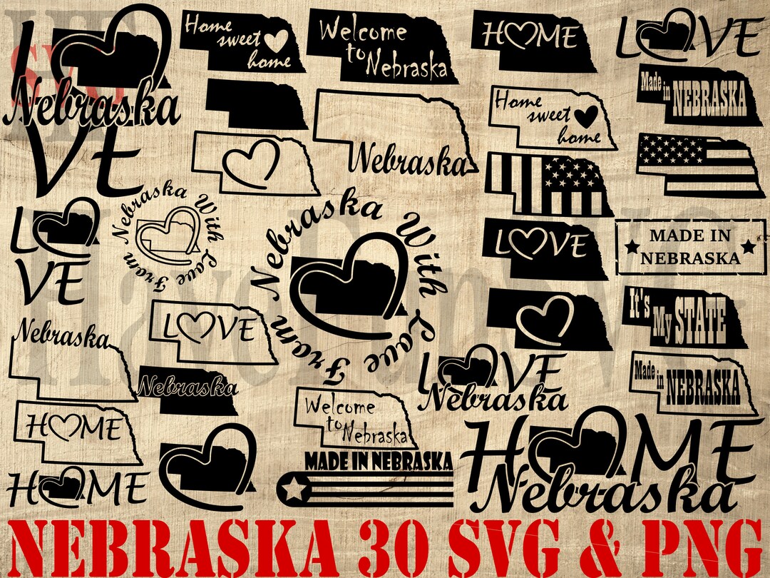 Nebraska State 30 SVG PNG Files Bundle: Shirt Designs (digital Download ...