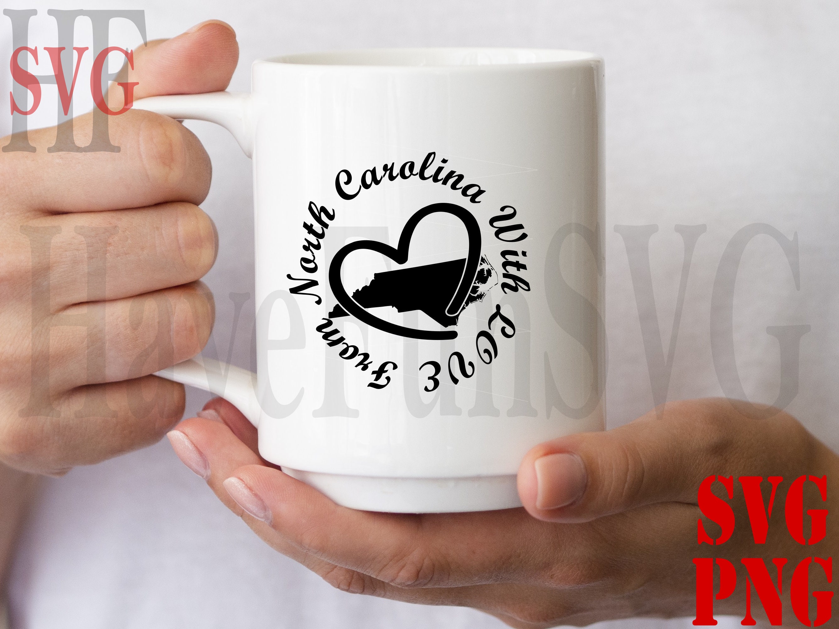 North Carolina State Design Shirt Mug SVG PNG NC Digital - Etsy