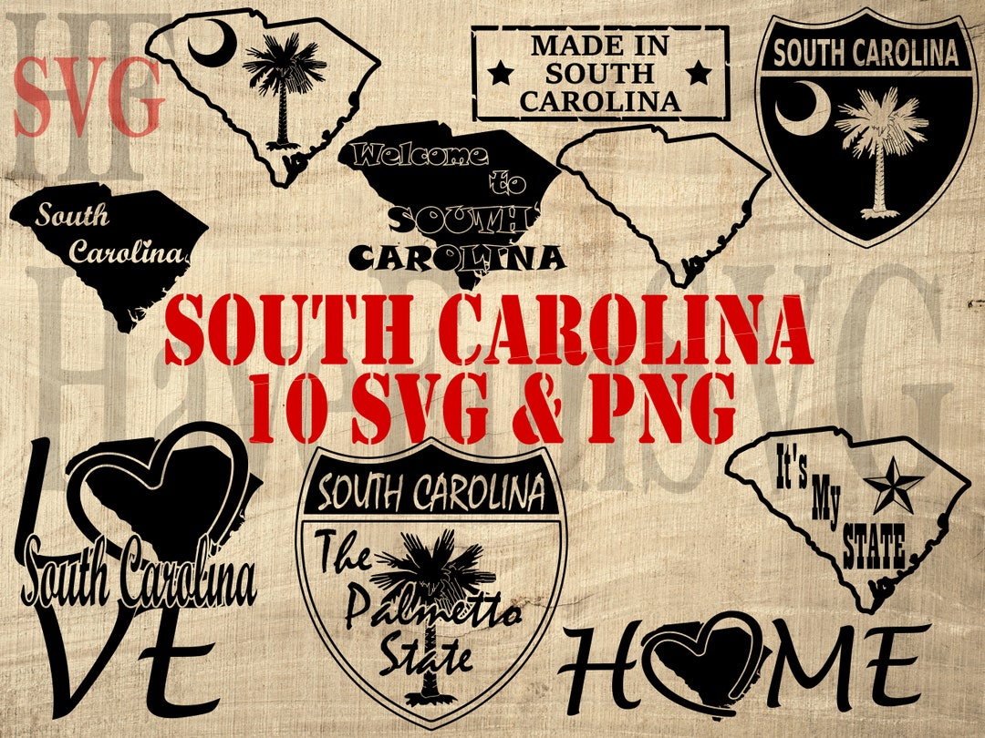 Digital Design South Carolina State 10 Vector SVG PNG Files Bundle ...