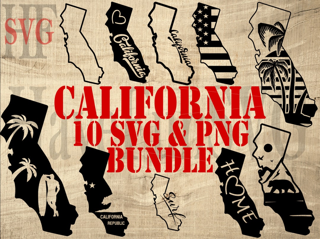 California 10 svg png Instant Download Files State Bundle Cricut Laser ...