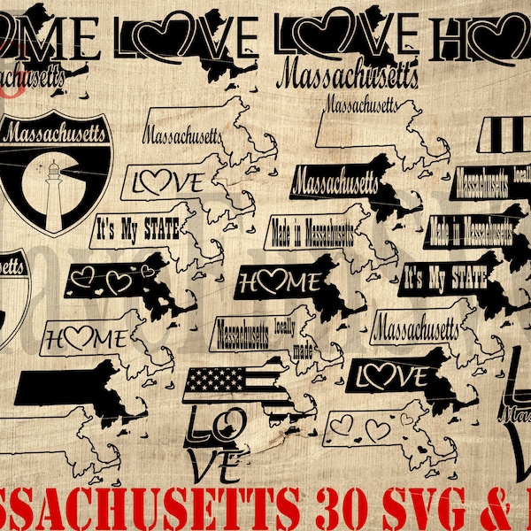 Massachusetts Clipart - Etsy