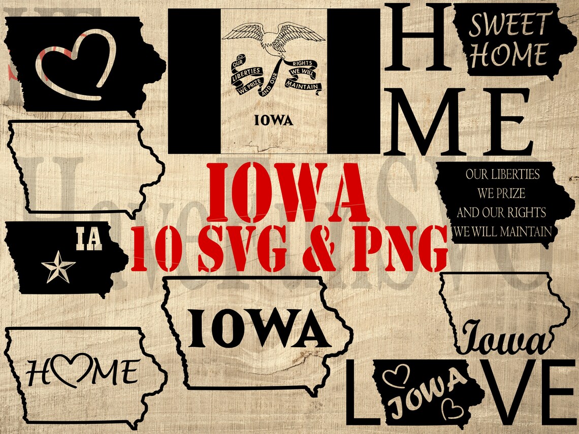 Iowa State USA 10 SVG PNG Instant Download Files Bundle Cricut Cutting ...