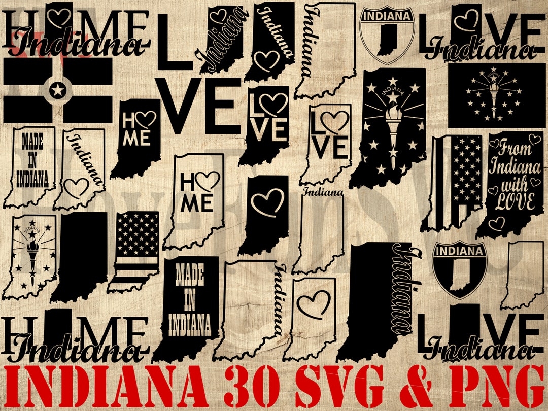 Indiana State USA 30 SVG PNG Instant Download Files Bundle Cricut ...