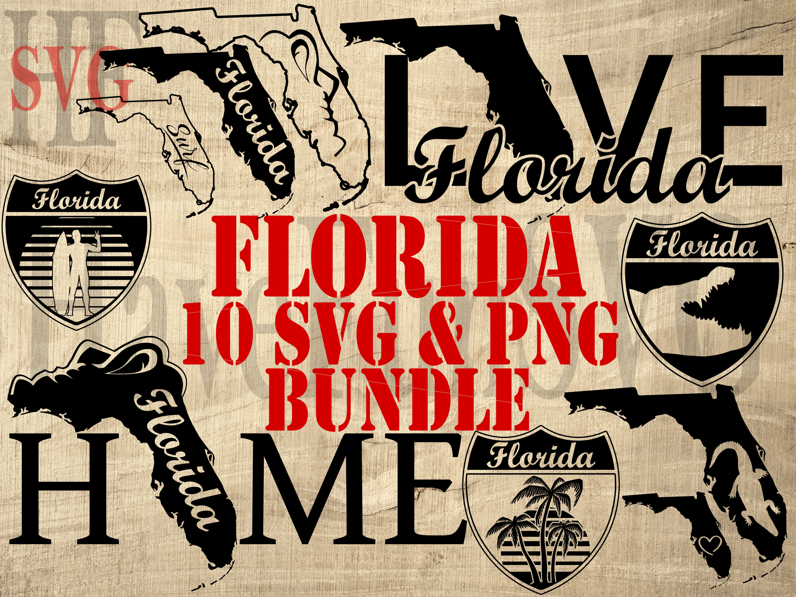 Florida Home State 10 SVG PNG Files Bundle Cut Cutting Machine Cricut ...