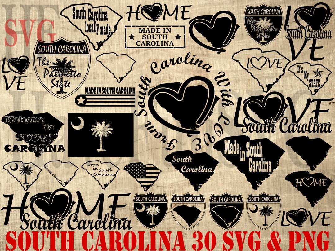 Digital Design Bundle South Carolina State 30 Vector SVG PNG Files ...