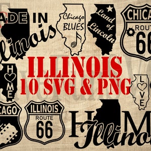 Illinois State USA SVG PNG Instant Download Files Bundle Cricut Cutting ...