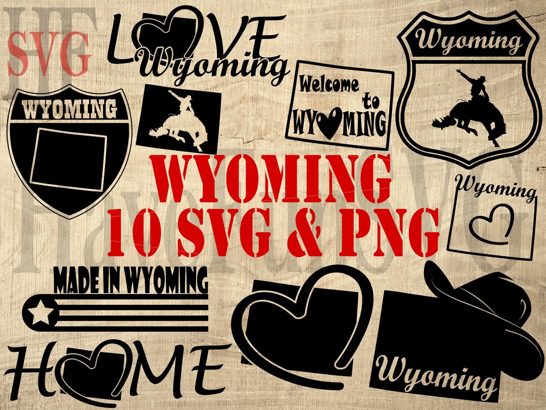 Wyoming State SVG PNG Vector Print Digital Download Files Bundle Shirt ...