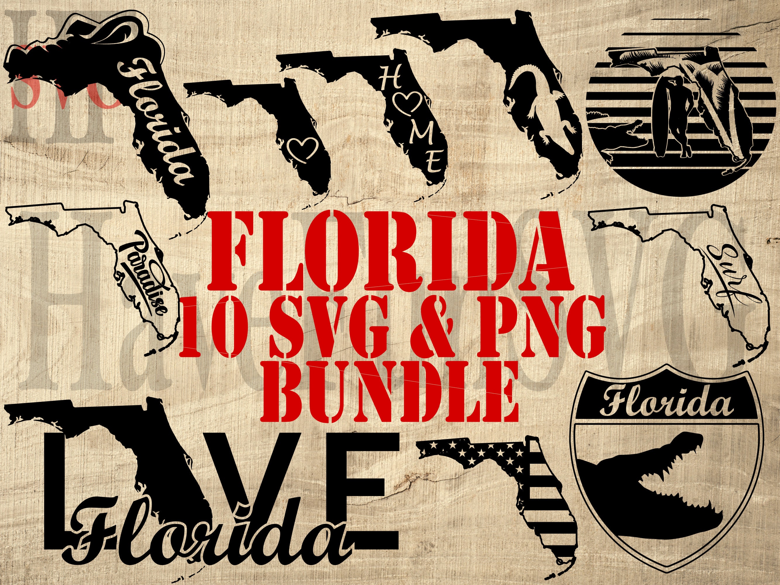 Florida State SVG PNG Vector Print Files Bundle Shirt Designs Cut ...