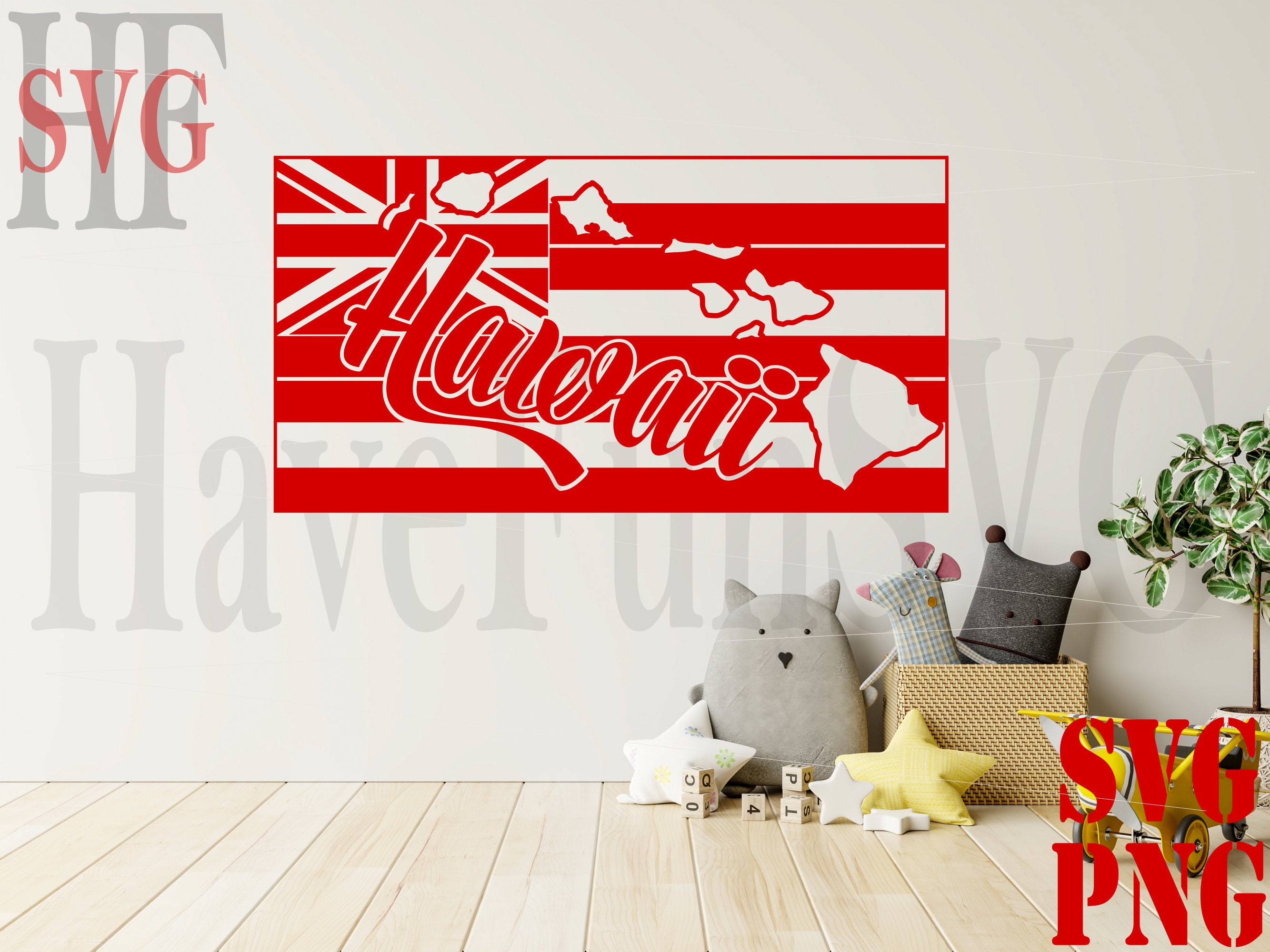 Hawaii Aloha State SVG PNG Files Bundle Print Vector Outline Shape ...