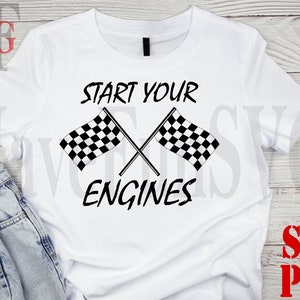 Start Your Engines Checkered Flag SVG PNG: Racing Vector Print (digital ...