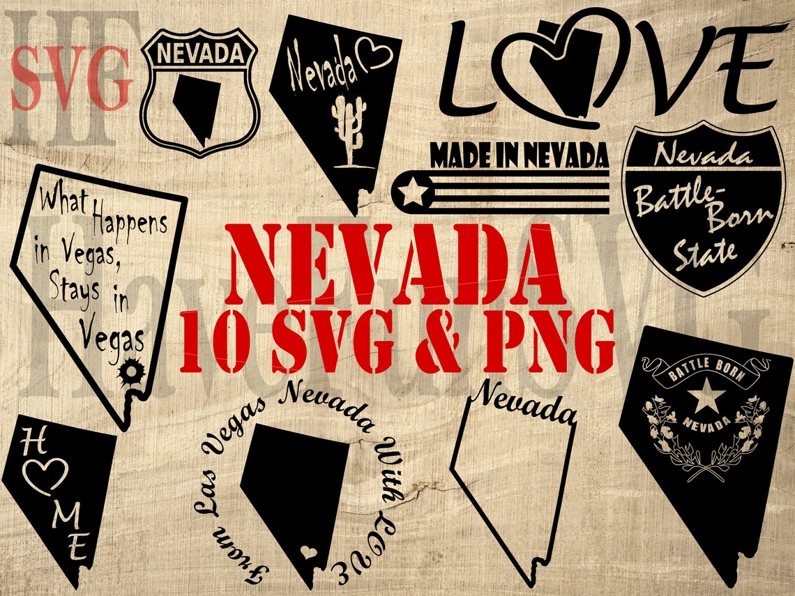 Nevada SVG PNG 10 Files Bundle Instant Digital Download Las - Etsy