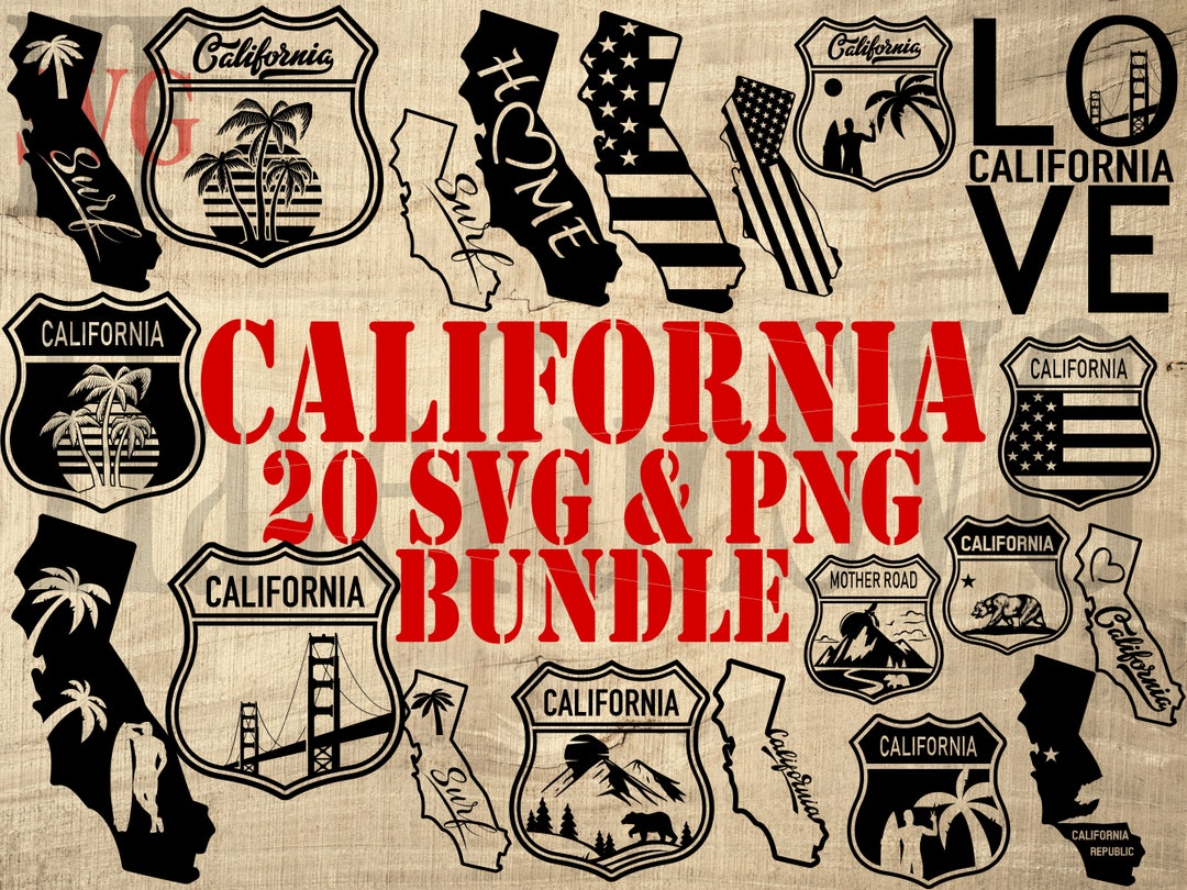 California State 20 SVG PNG Files Bundle: Hollywood, West Coast Shirt ...