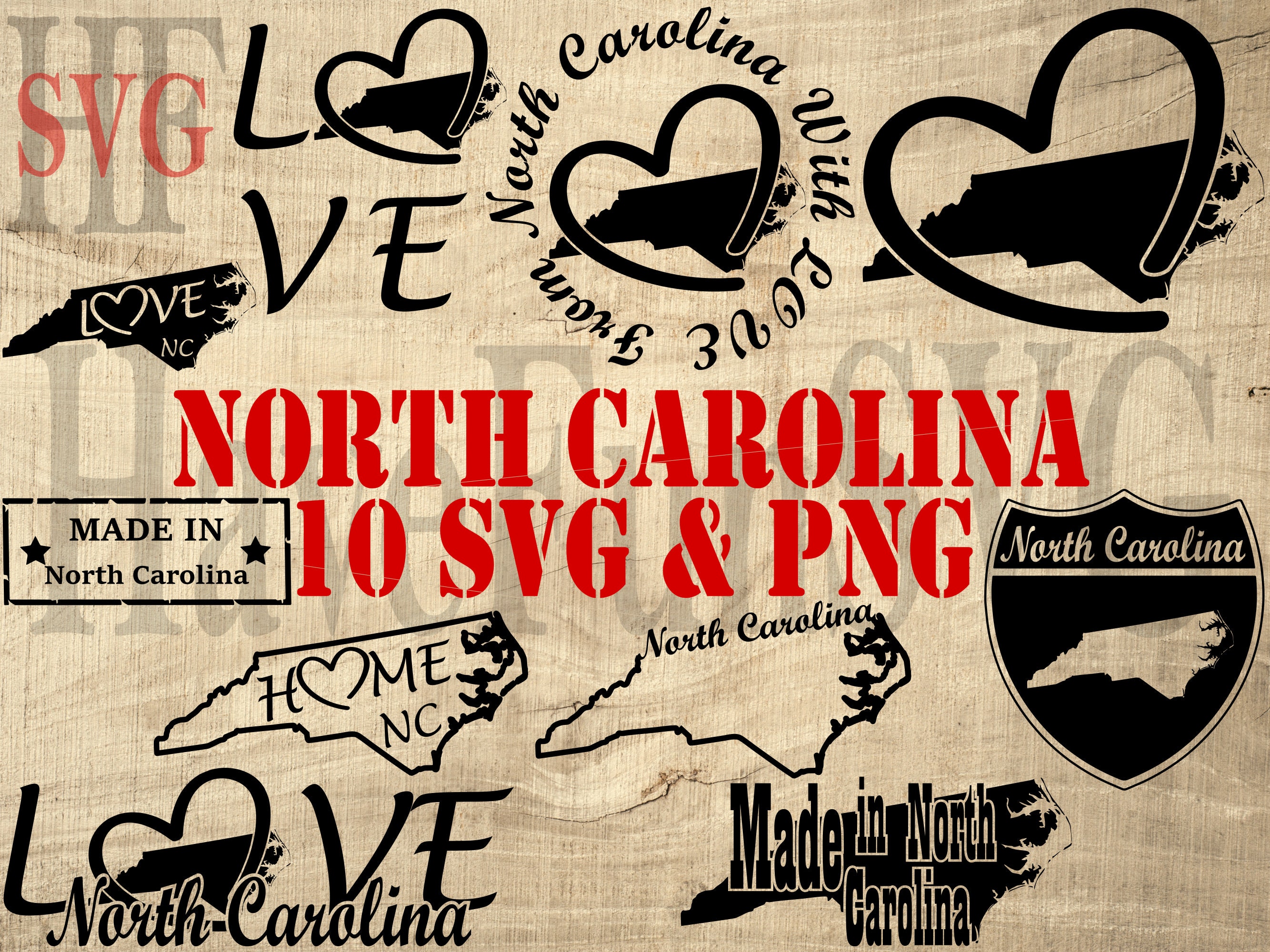 North Carolina State Design Shirt Mug SVG PNG NC Digital Download Files ...
