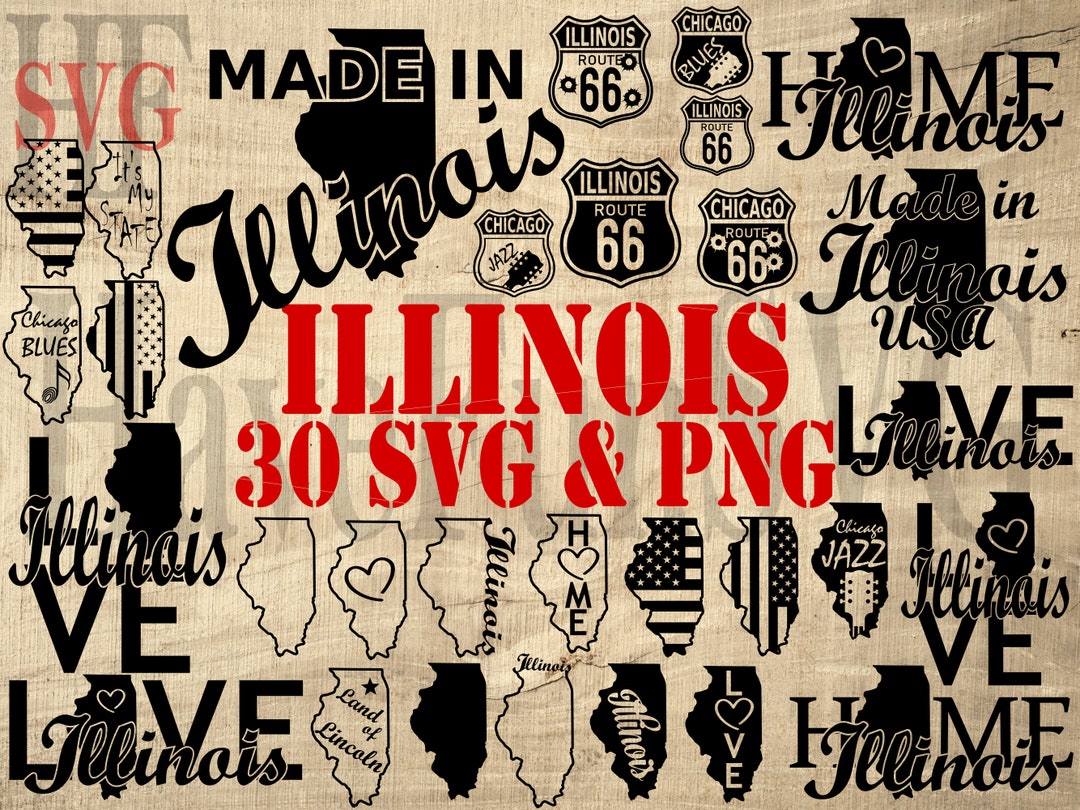 Illinois State USA 30 SVG PNG Instant Download Files Bundle Cricut ...