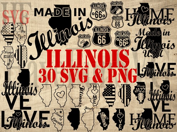 Illinois State USA 30 SVG PNG Instant Download Files Bundle - Etsy