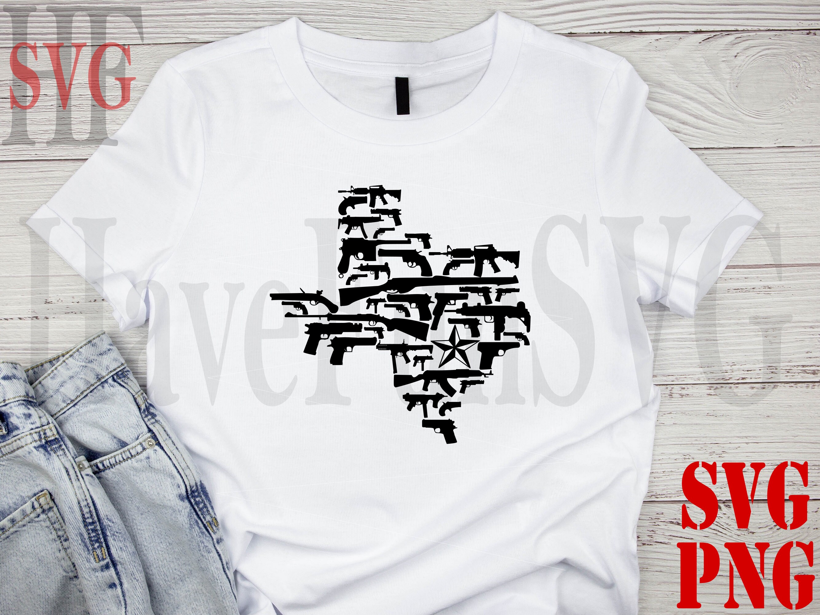 Texas Map Gun Guns Shirt Design SVG PNG Digital Download Files Bundle ...