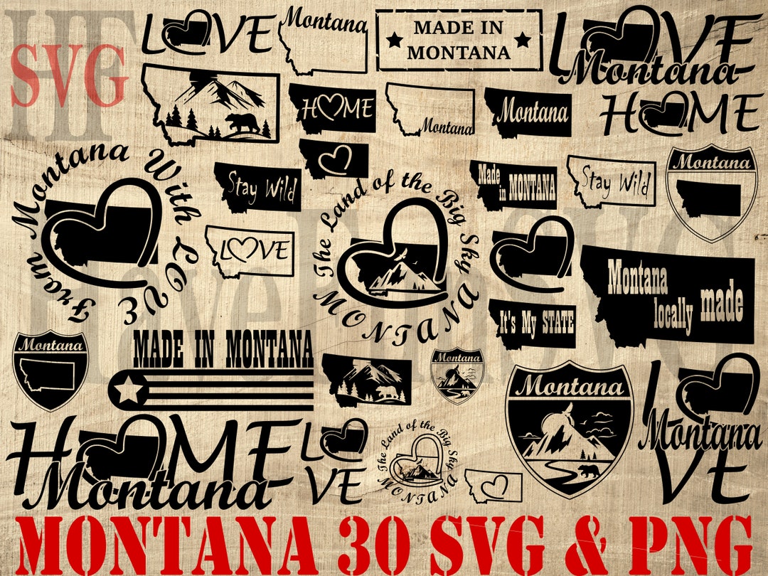 Montana State 30 SVG PNG Files Bundle: Clipart Shirt Designs (digital ...