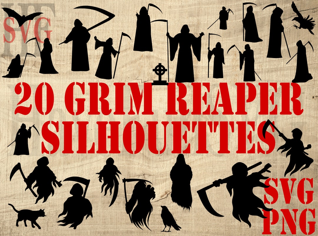 Grim Reaper Silhouettes SVG PNG Vector Print Files Instant Digital ...