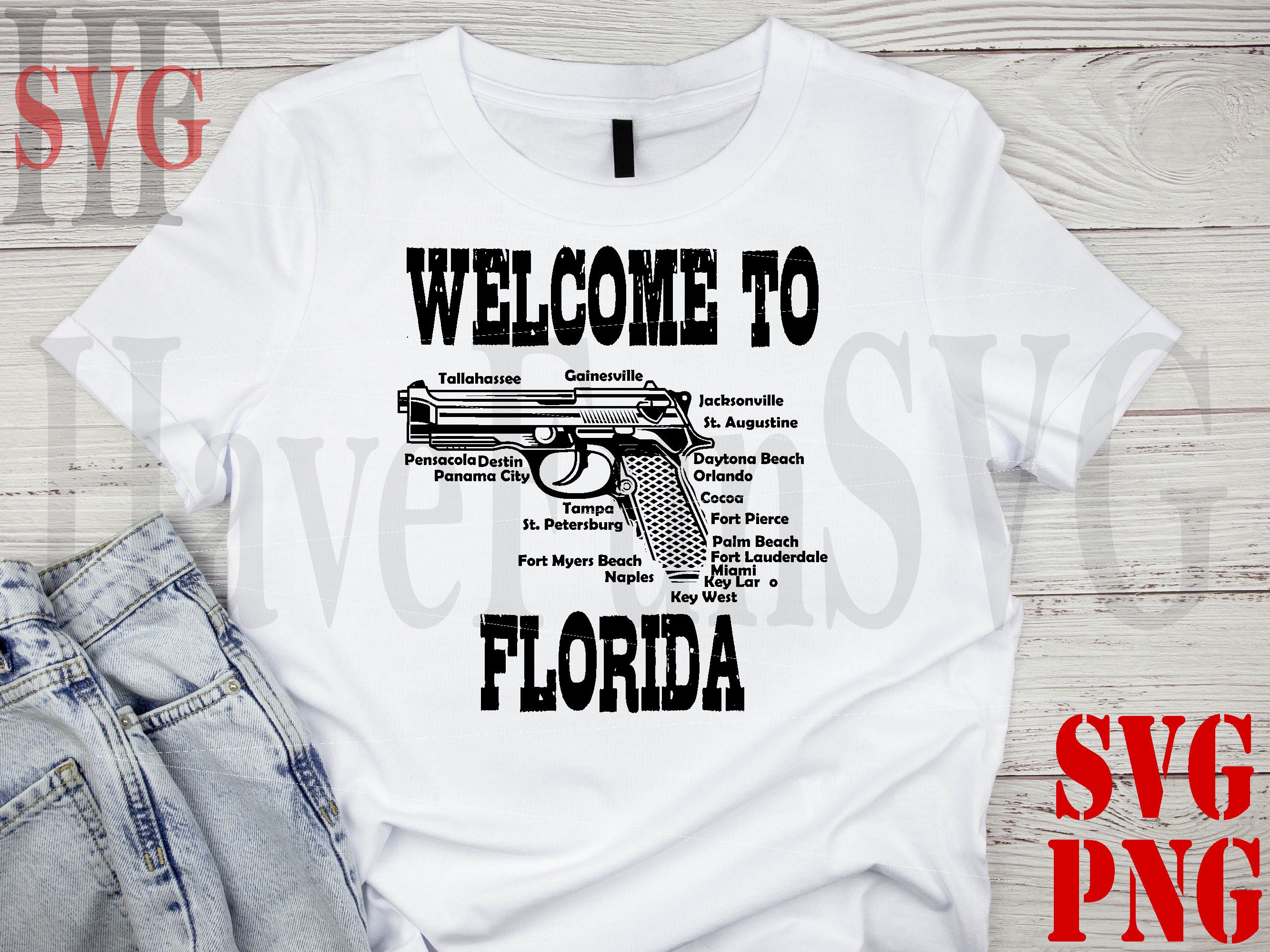 Shirt Design Gift Florida Gun Guns Map Maps SVG PNG Digital Download File Files Cricut Mug Maker ...