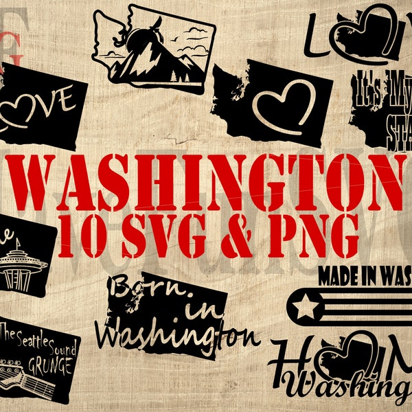 Washington State Map Svg - Etsy