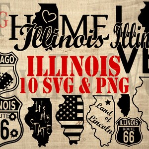 Illinois State USA SVG PNG Instant Download Files Bundle Cricut Cutting ...