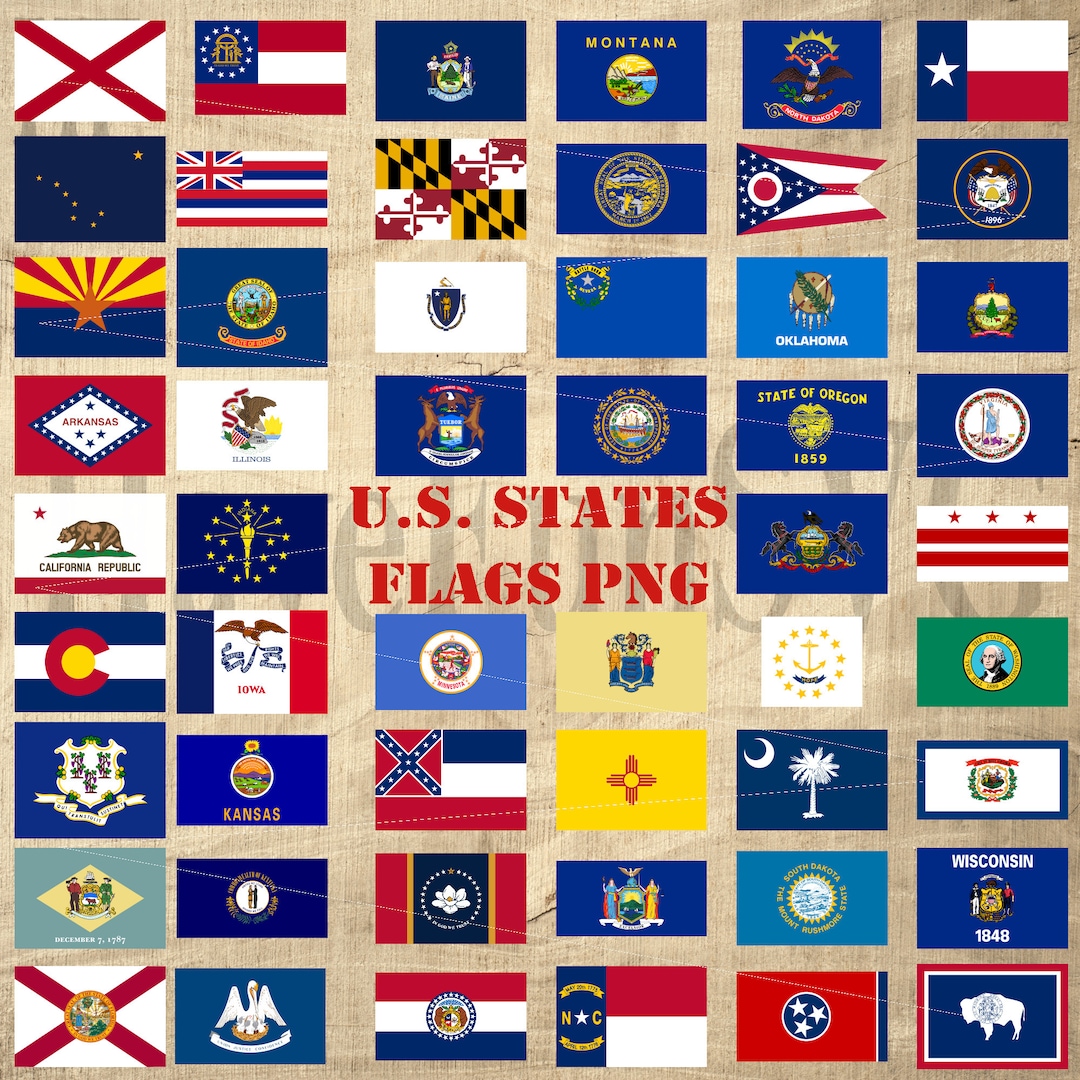 USA States Flags Complete Bundle for Print, 50 US State Flags, Vector ...