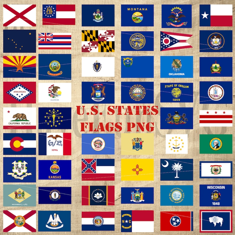 USA State 50 US States Flags Bundle. New and Old Mississippi. (PNG ...