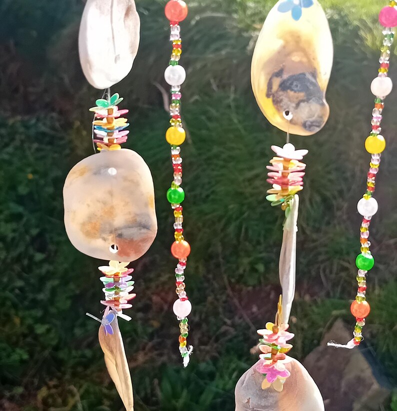 Irish Oyster Shell Wind Chime With Sea Worn Drift Wood. Beach & Home ...