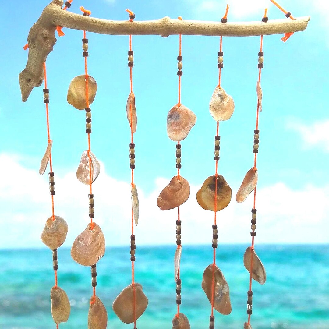 Irish Oyster Sea Shell Wind Chime With Sea Worn Drift Wood. Birthday ...