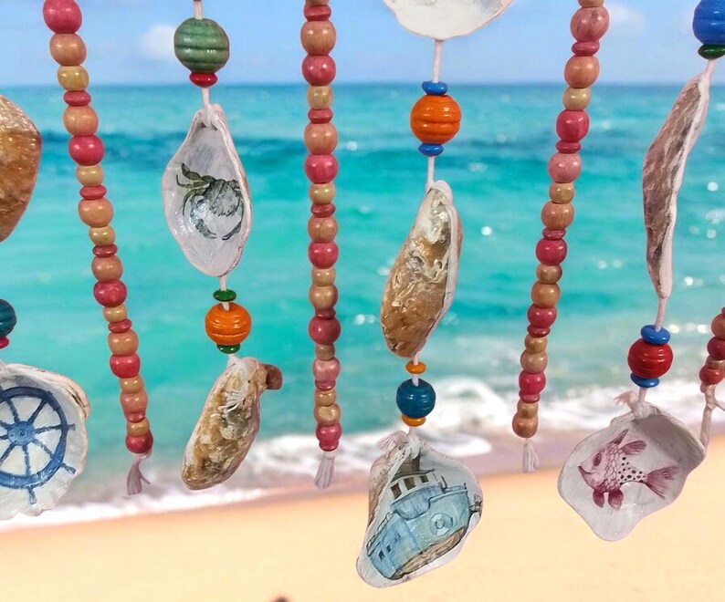 Irish Decoupache Oyster Seashell Wind Chime,unique Sea Worn Driftwood ...
